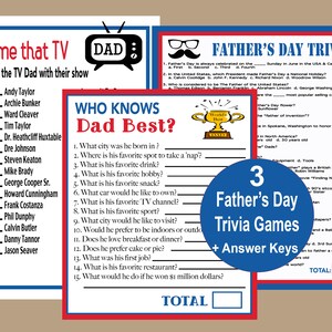 Father's Day Trivia Game, Father's Day Quiz Game, Father's Day Group ...