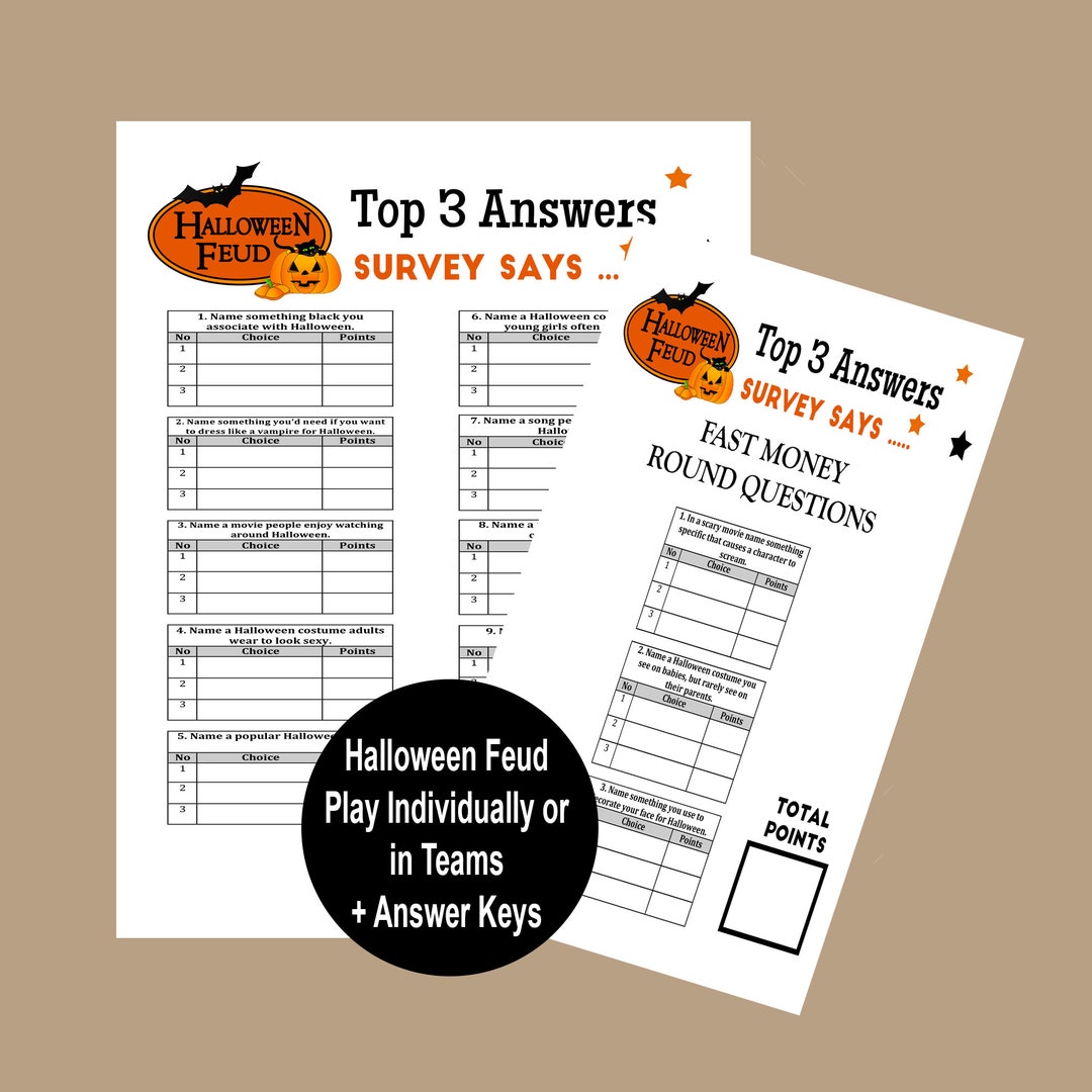 Halloween Family Feud Games, Halloween Party Games, Adult Halloween ...