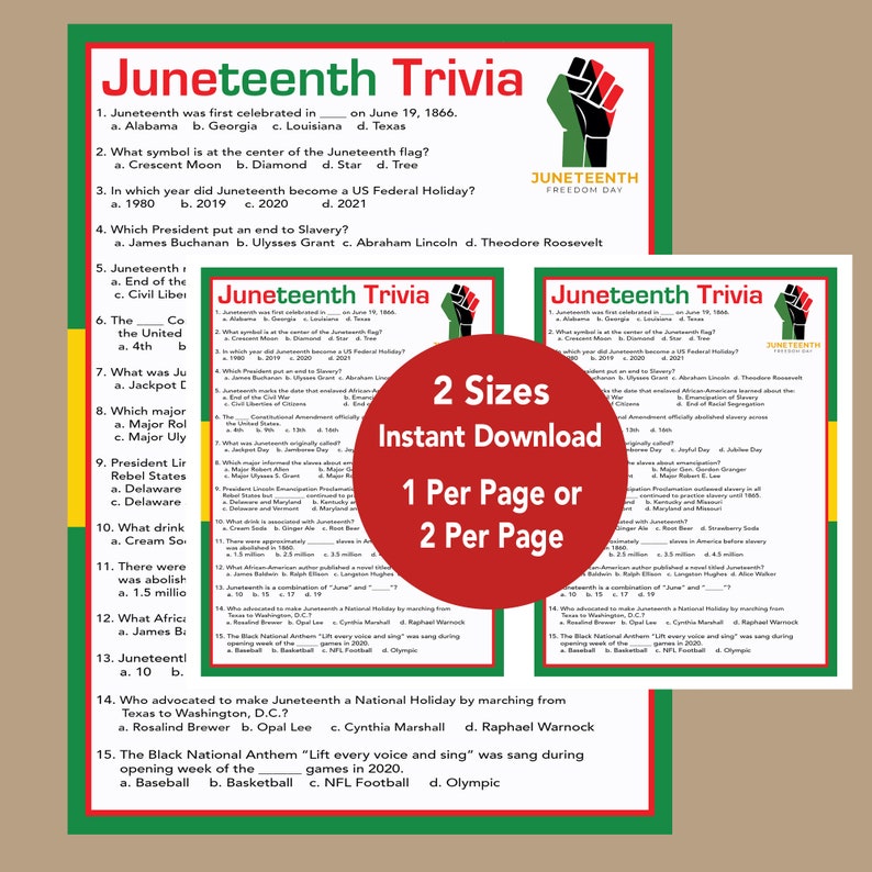 Juneteenth Trivia Game, Juneteenth Quiz, African American History Quiz ...