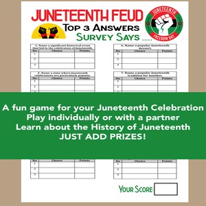 Juneteenth Game, Juneteenth Feud Game, Juneteenth Party Game, June 19th ...