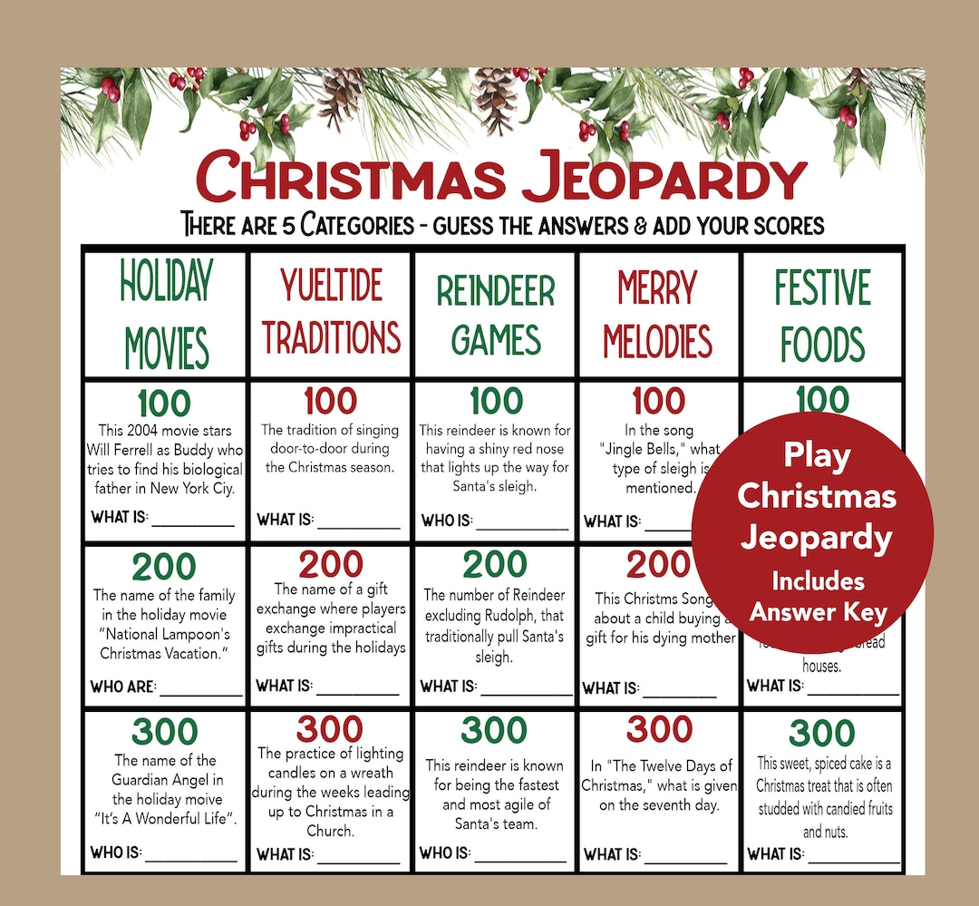 Christmas Jeopardy, Christmas Trivia Game, Christmas Seniors Game ...