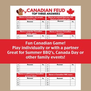 Canada Feud Game, Canada Trivia Game, Fun Canada Day Game, - Etsy