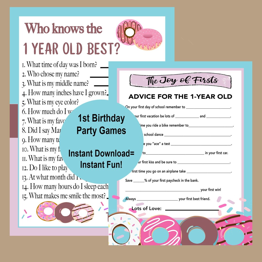 Donut First Birthday Game, 1st Birthday Party Boy Games, Birthday ...