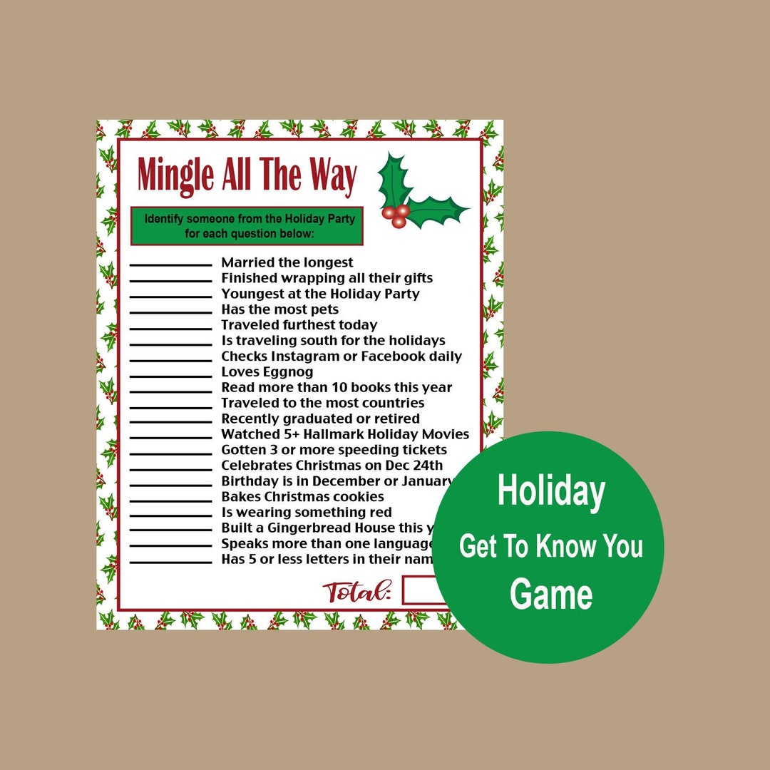 Holiday Game, Holiday Baby Shower Game, Adult Holiday Game, Find ...