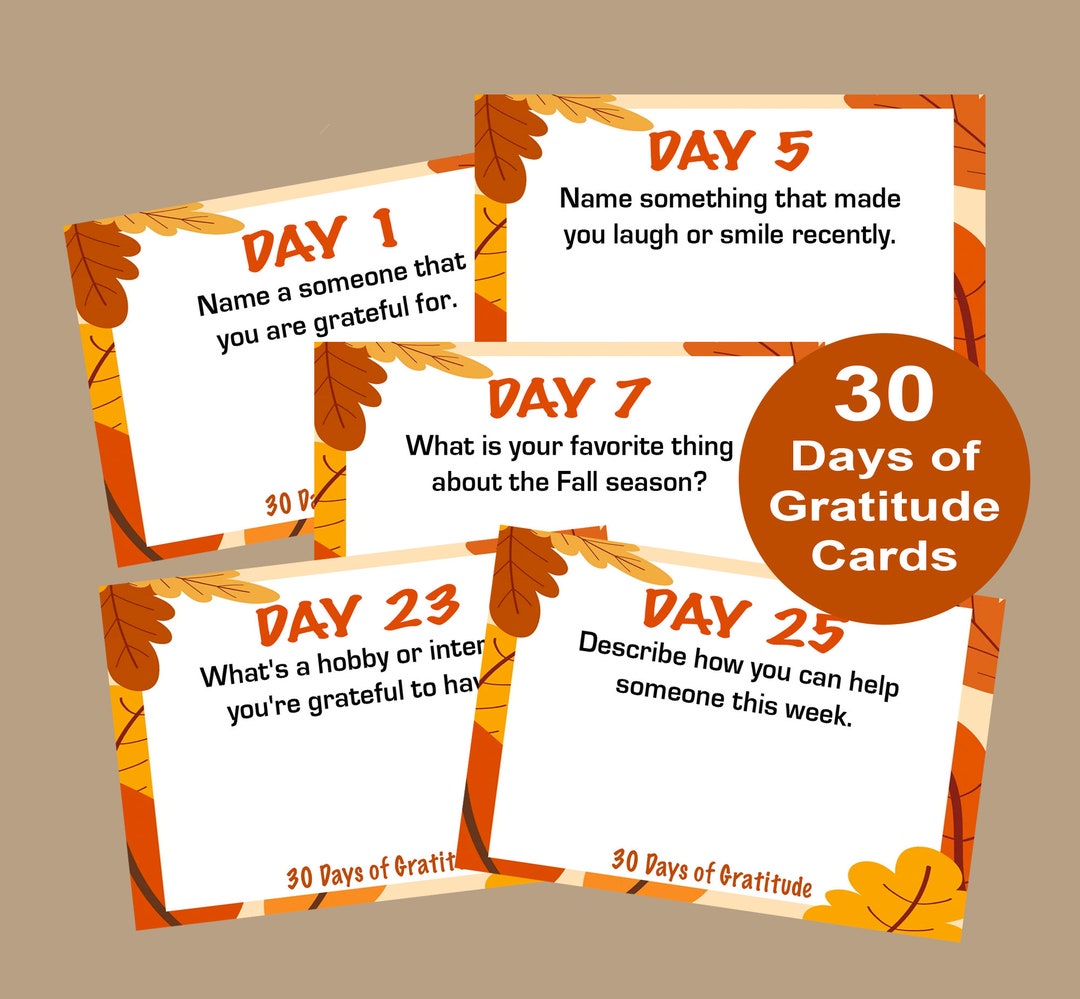 30 Days of Gratitude, Gratitude Challenge, Kindness Cards for ...