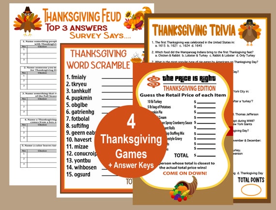 Thanksgiving Games Price is Right Thanksgiving Scramble - Etsy