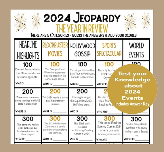 Jeopardy Game New Years Jeopardy Game New Years Trivia Game 2024