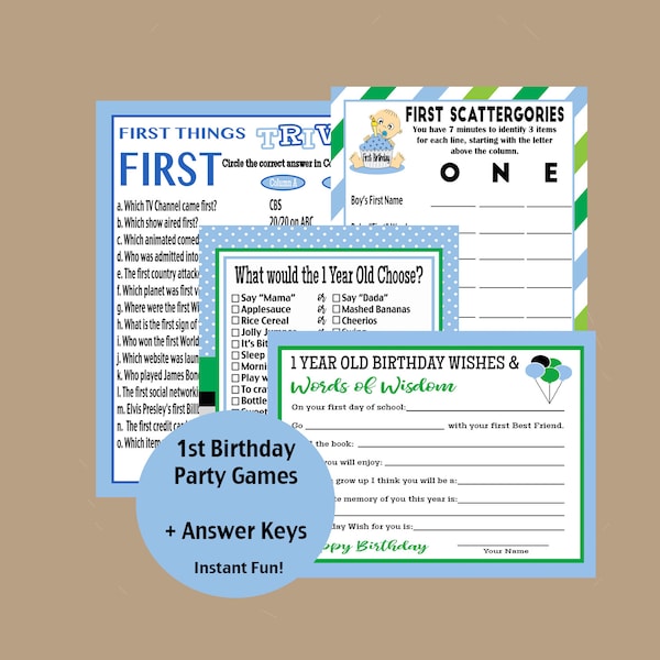 1st Birthday Trivia Game - Etsy