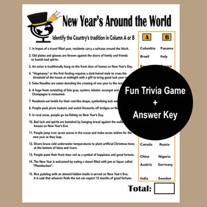 New Years Trivia Game, New Years Eve Party Game, New Years World ...