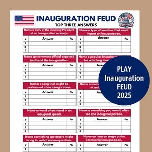 Inauguration Day Game, Inauguration Day Feud 2025, Trump Game 2025, Fun ...