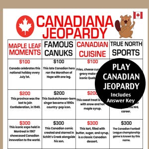 Canada Jeopardy Game, Canada Trivia Game, Fun Canada Day Game, Victoria ...