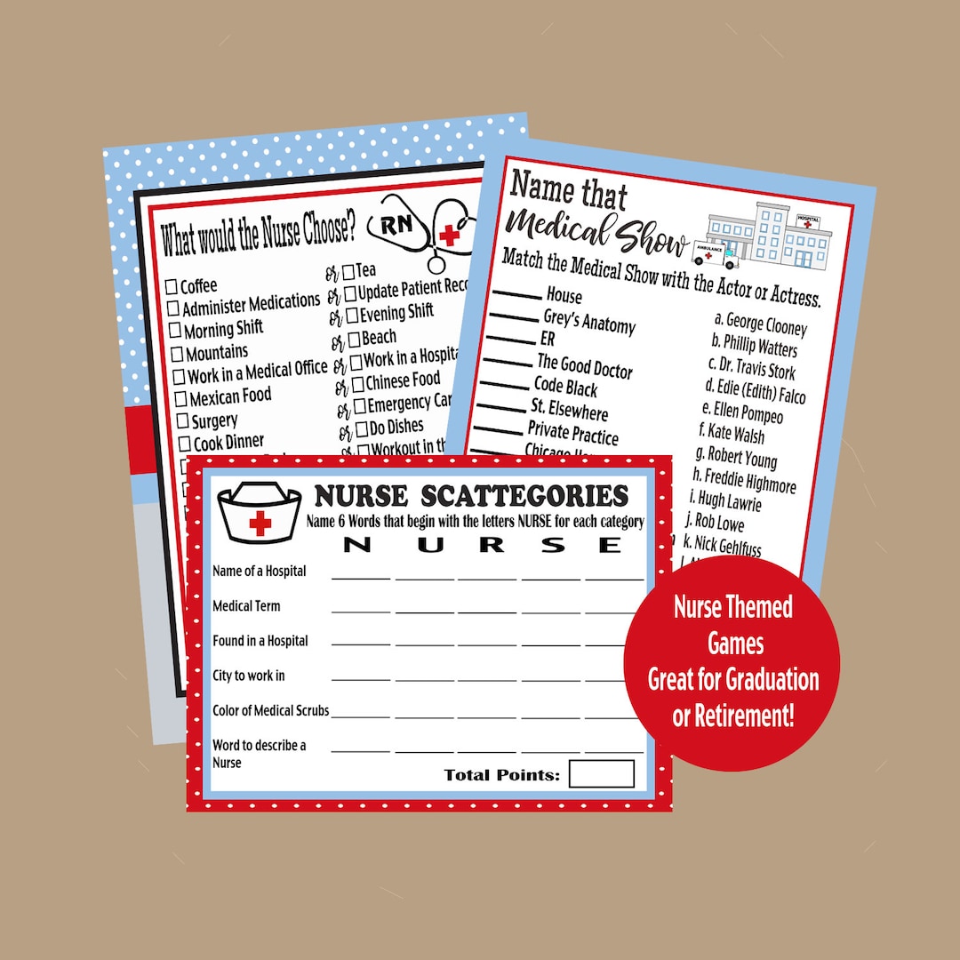 Nurse Graduation Game, Nurse Graduation Party Trivia Game, Nurse ...