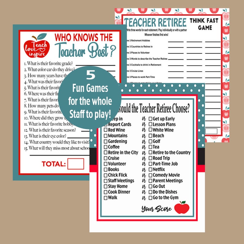 Retirement Games Teacher Retirement Party Retirement Trivia - Etsy ...