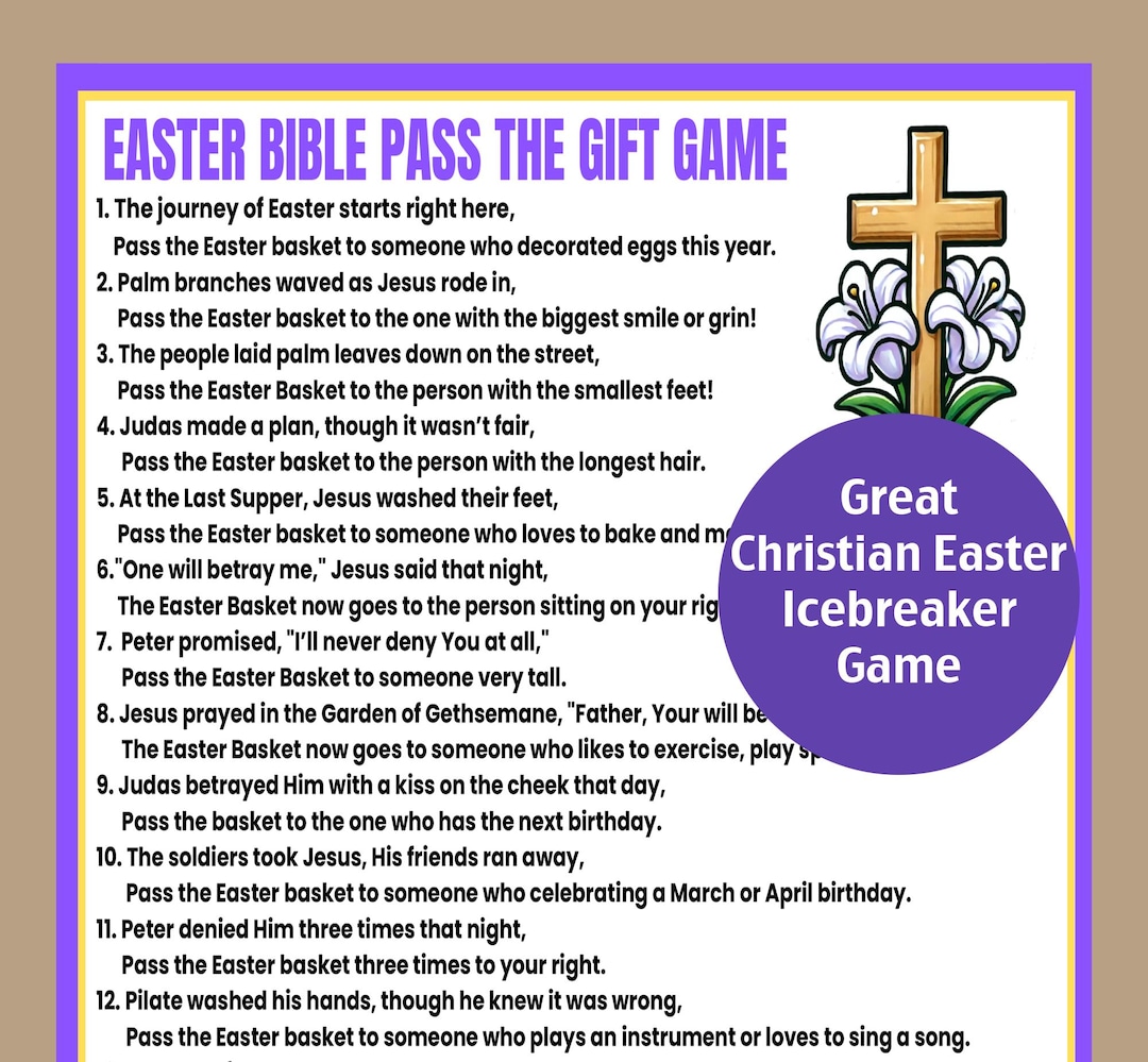 Easter Bible Pass the Gift Game, Christian Easter Pass the Gift Game ...