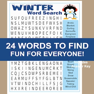 Winter Word Search, Winter School Game, Winter Party Activity, Winter ...