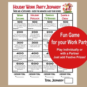 Work Jeopardy Game, Office Jeopardy Game, Holiday Party Games, Office ...