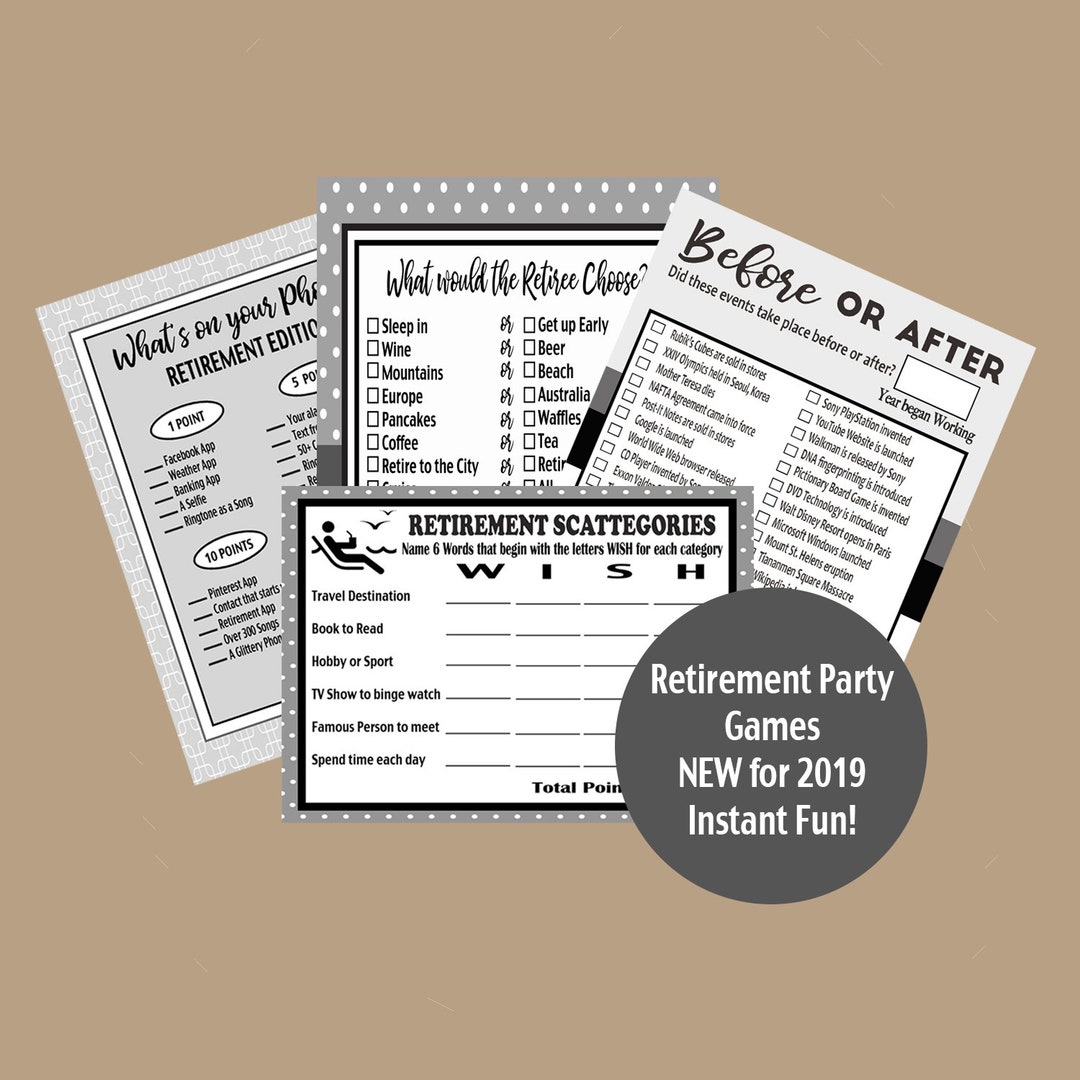 Retirement Games, Retirement Party Games, Retirement Trivia, Coworker ...