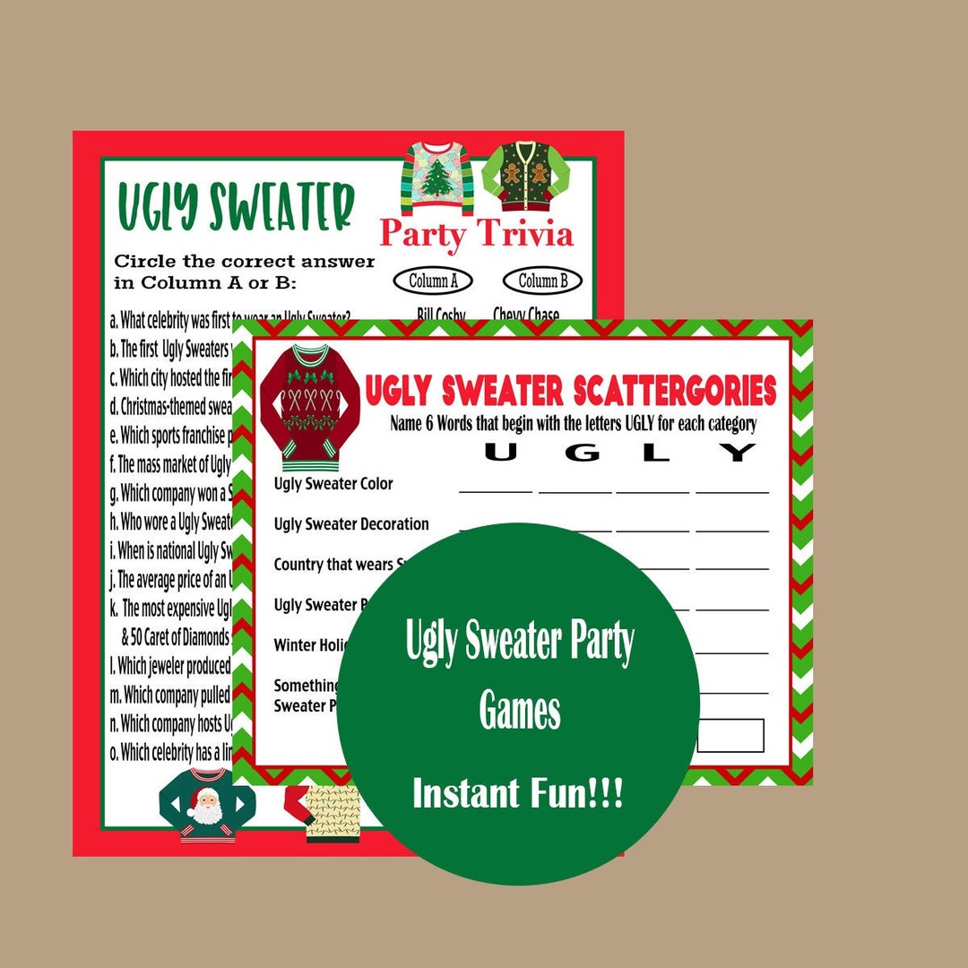 Ugly Sweater Party Game, Christmas Trivia Game, Office Party Game, Fun ...