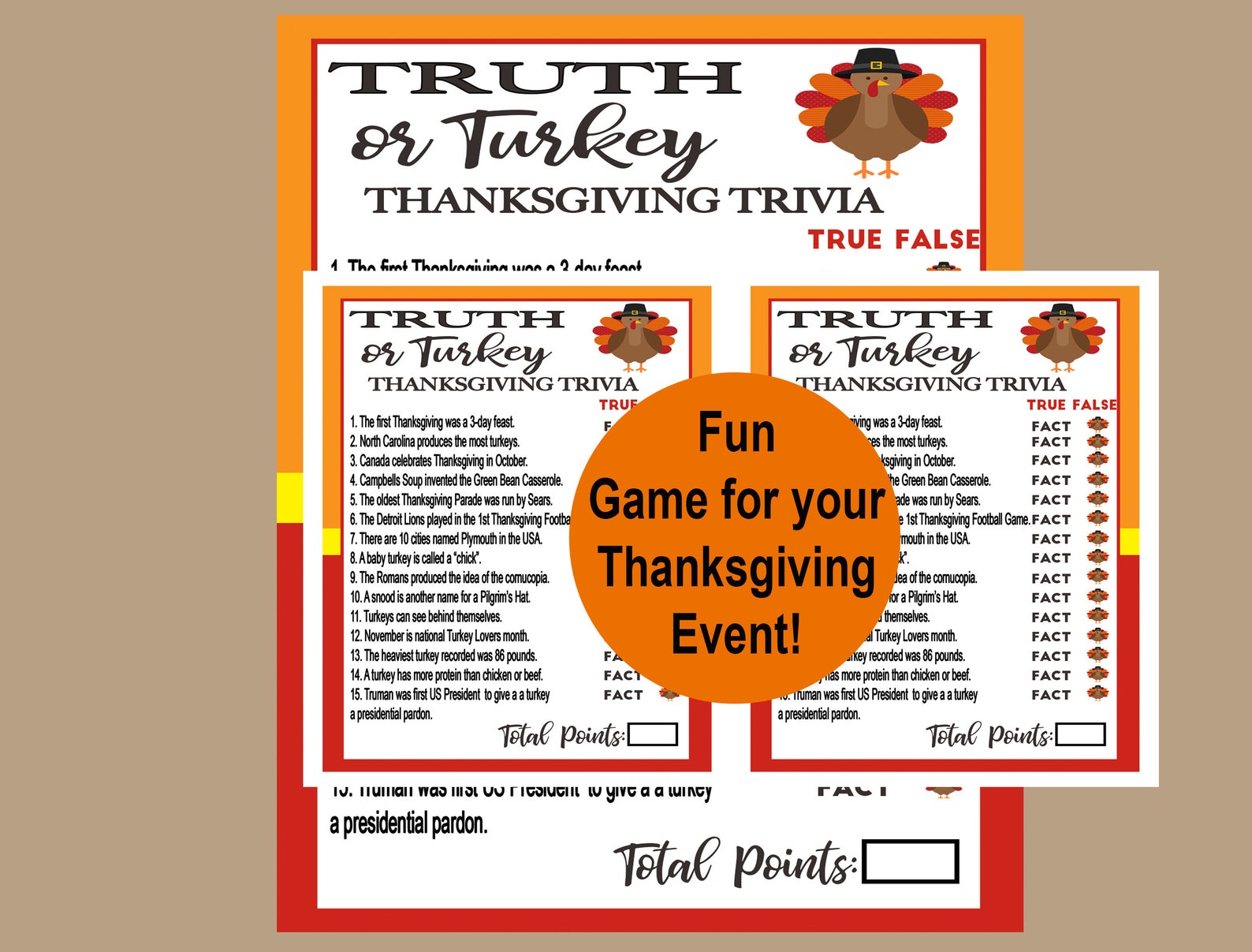 Thanksgiving Games, Friendsgiving Games, Thanksgiving Trivia, Turkey ...