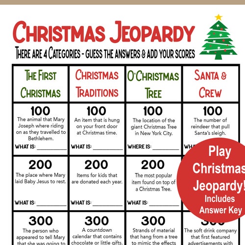Christmas Trivia Game Christmas Jeopardy Christmas Seniors - Etsy