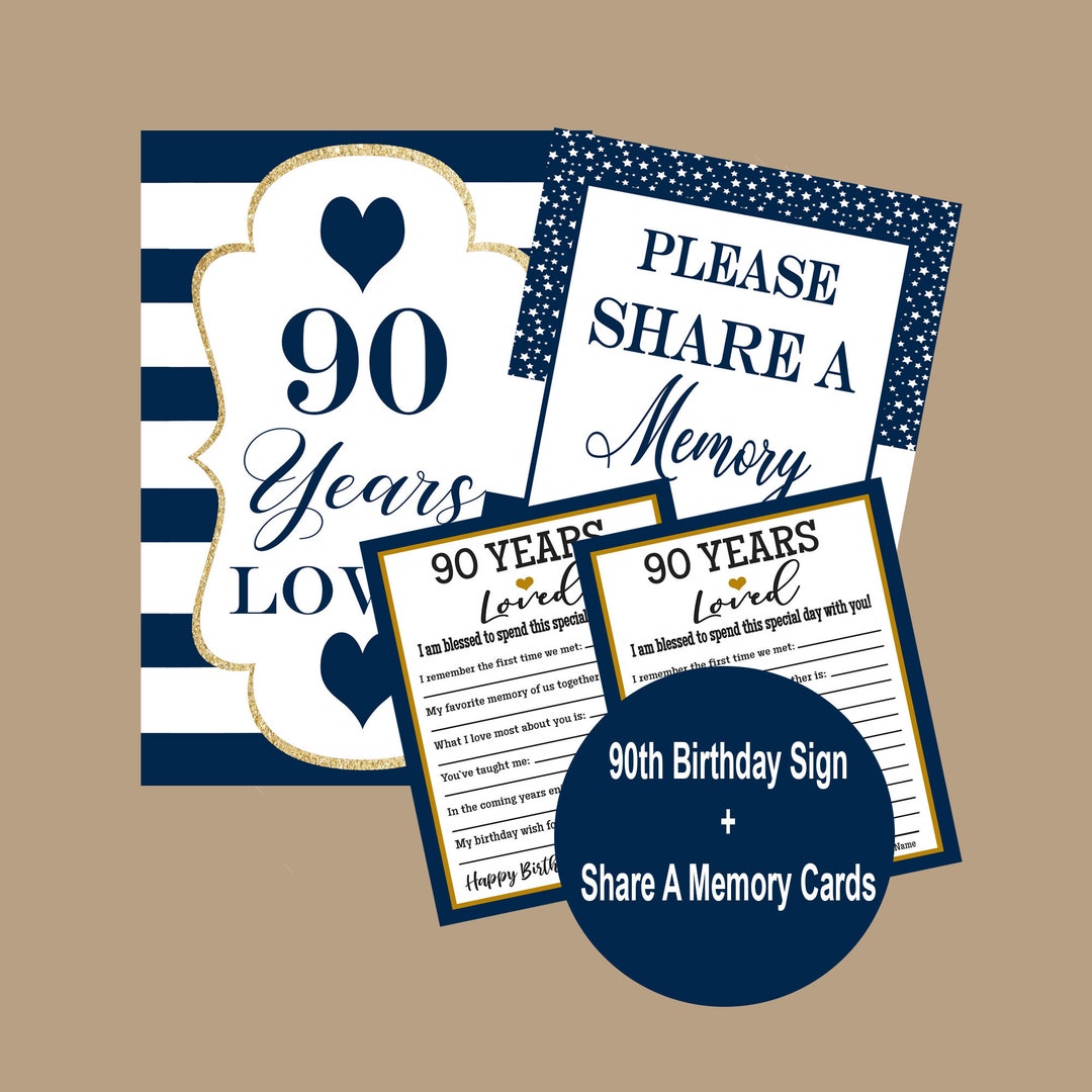 90th Birthday Share a Memory Cards, 90th Birthday Signs, 90th Birthday ...