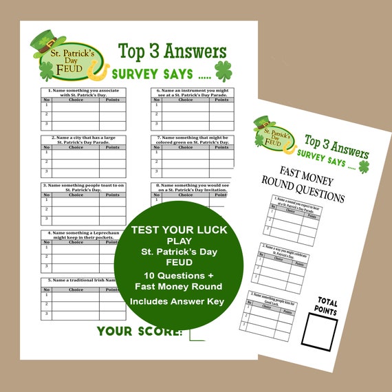 St Patricks Day Family Feud Game Irish Family Feud Game St | Etsy