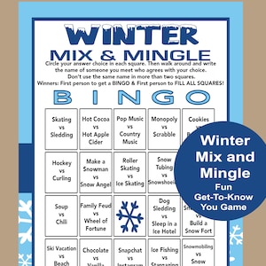 Winter Icebreaker Bingo, Mix and Mingle Icebreaker, Large Group Game ...
