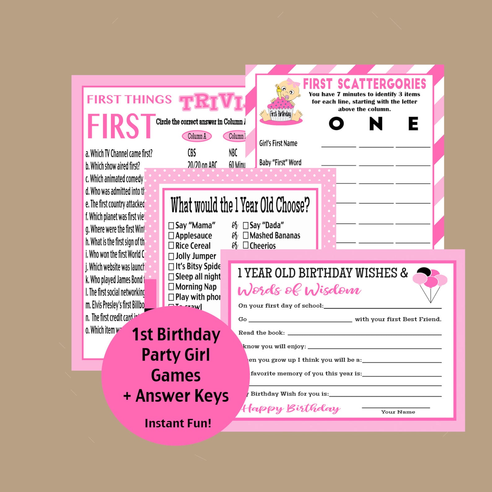 1st Birthday Party Games, Girls First Birthday Games, 1st Birthday ...