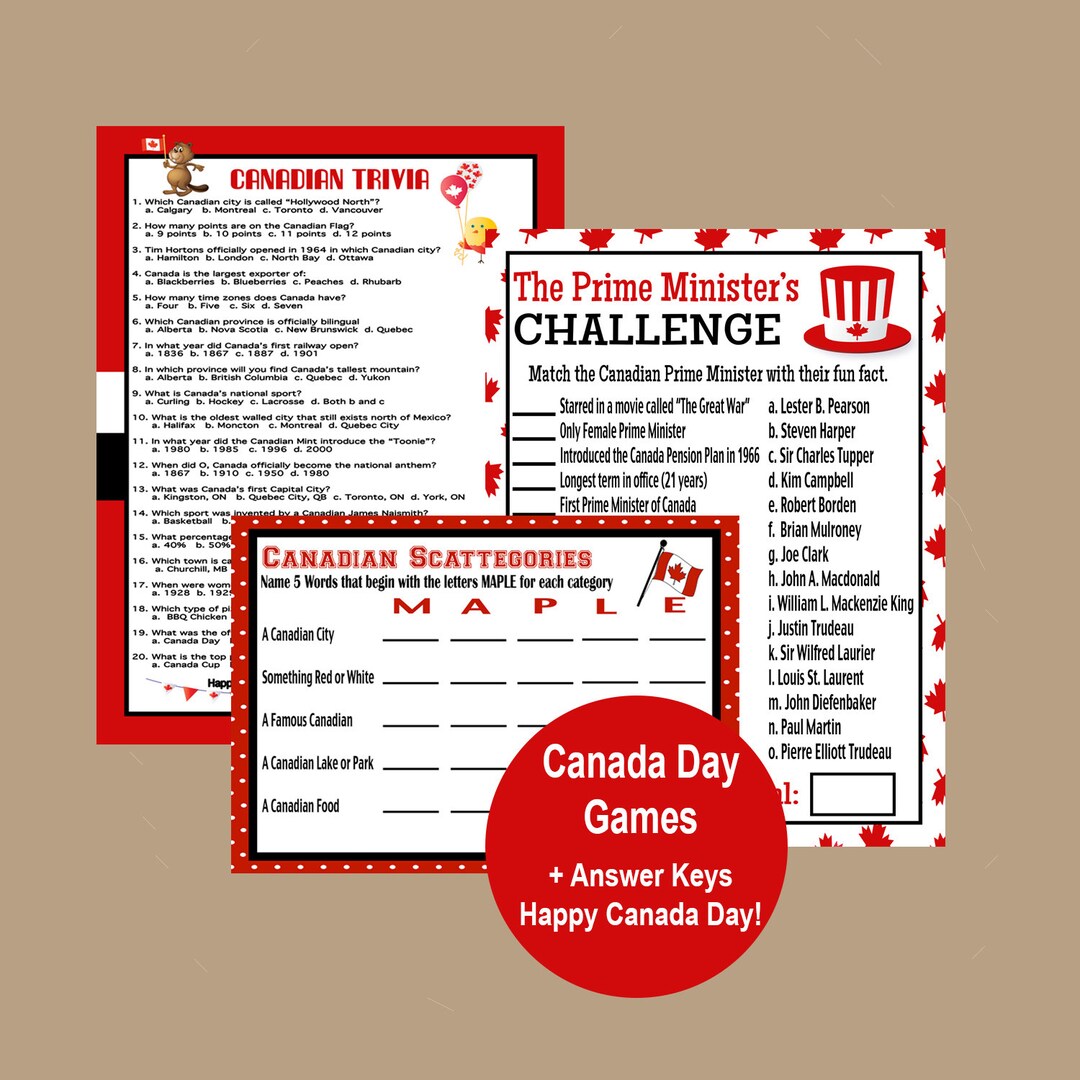 Canadian Trivia Games, Family Canada Day Games, Prime Minister's ...