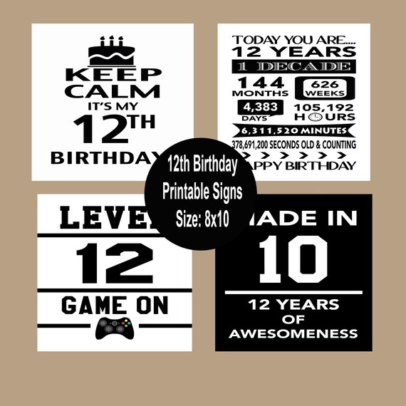 12th Birthday Signs 12 Birthday Party Decorations 12th | Etsy