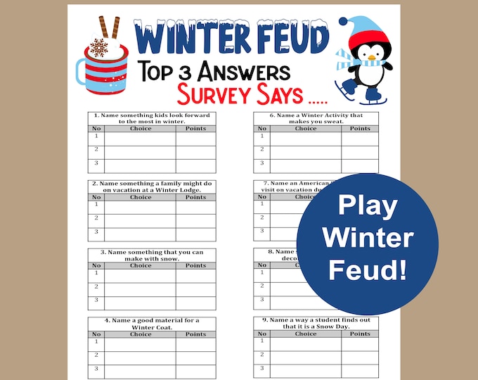Winter Trivia Game, Winter Jeopardy, Winter Seniors Game, Winter School ...