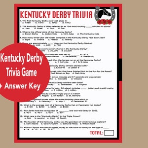 Kentucky Derby Game for Party, Kentucky Derby Trivia Game, Kentucky ...