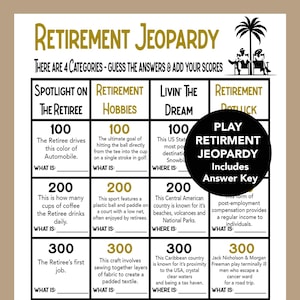Retirement Jeopardy Game, Retirement Trivia Game, Retirement Party Game ...