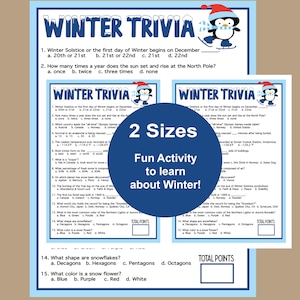 Winter Trivia Game, Printable Winter Game, Fun Winter Games, Winter ...
