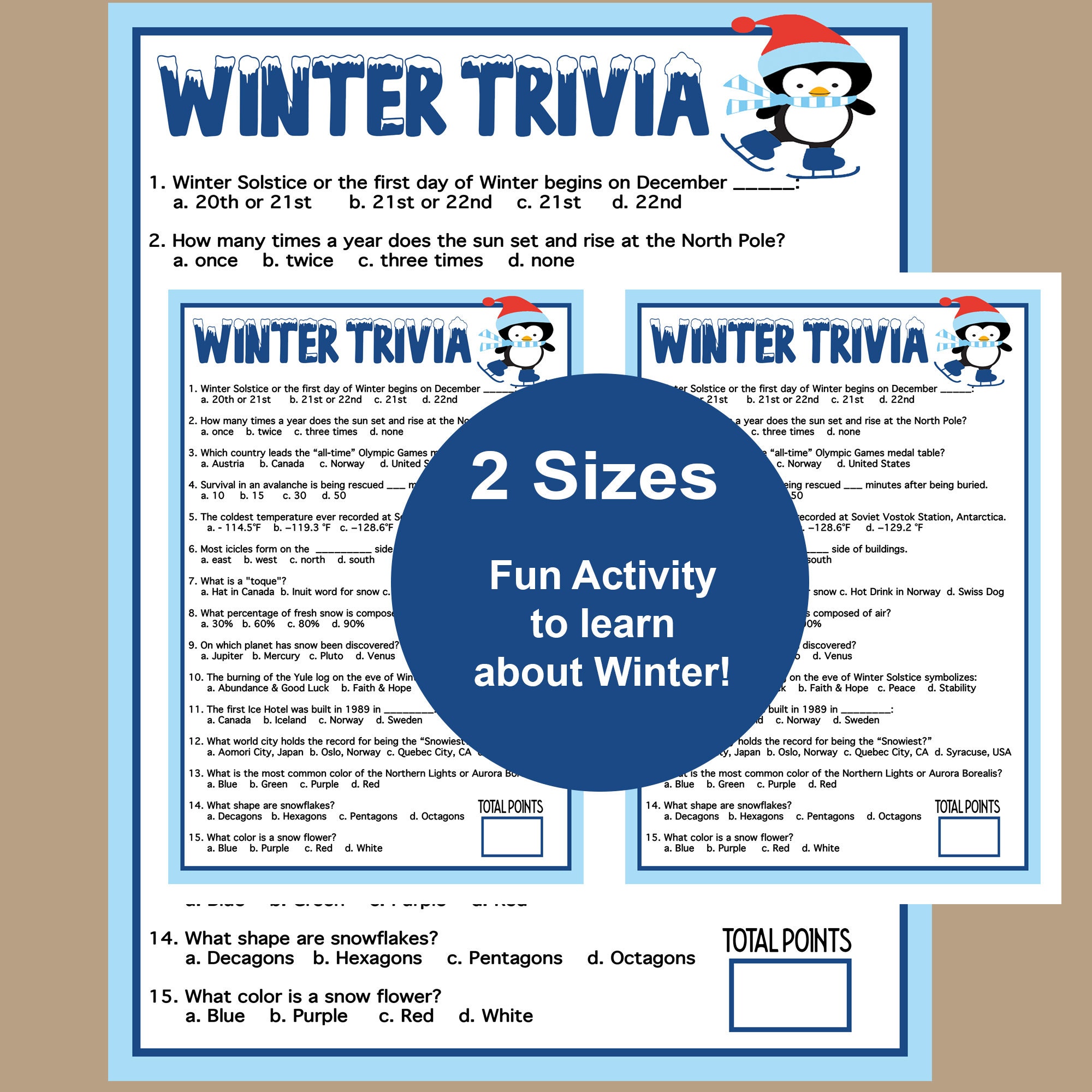 Winter Trivia Game, Printable Winter Game, Fun Winter Games, Winter ...