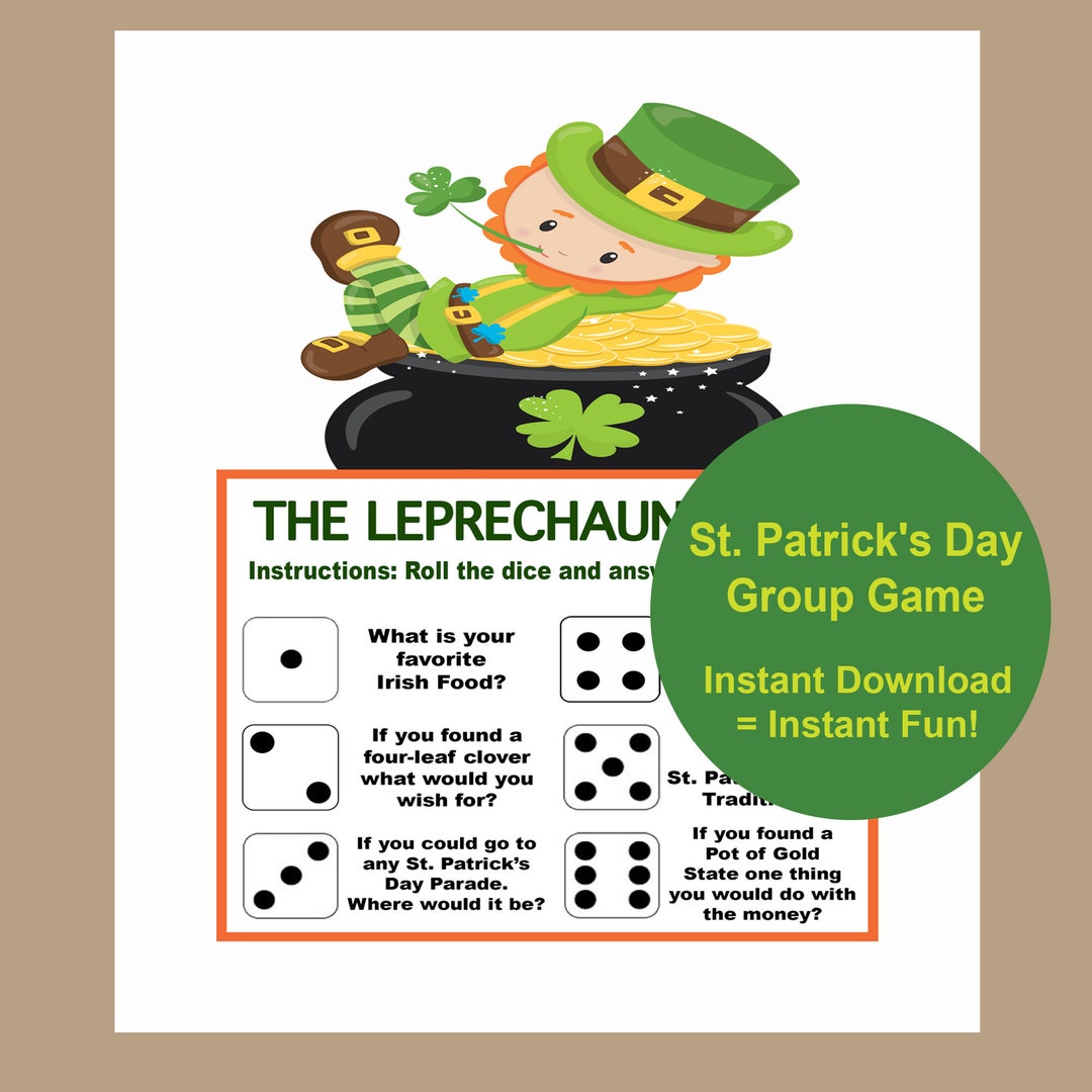 St Patricks Day Dice Game, St Patricks Day Party Game, St Patricks Day ...