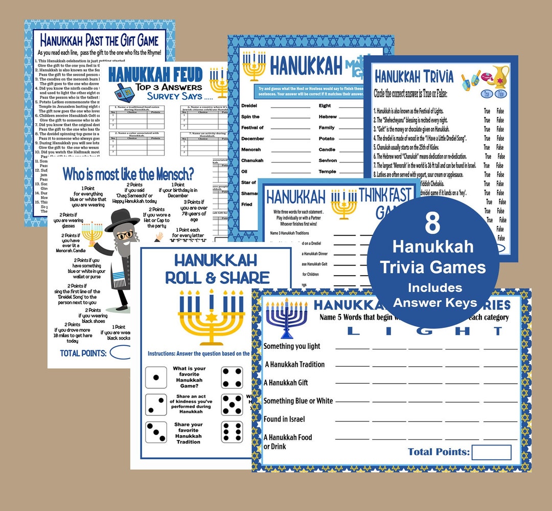 Hanukkah Trivia Games, Hanukkah Party Games for Family, Hanukkah Feud ...
