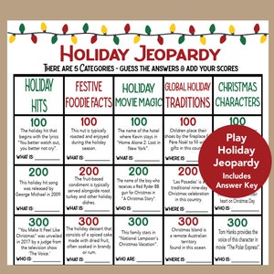 Holiday Trivia Game, Christmas Jeopardy, Holiday Jeopardy Trivia Game ...