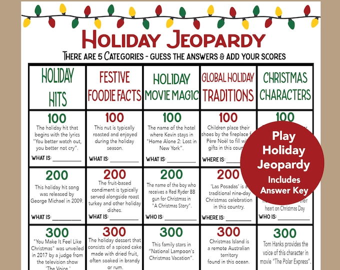Christmas Canadian Trivia, Holiday Party Game, Office Party Game ...