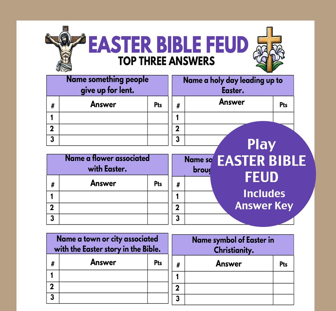 Easter Bible Feud Trivia Game, Fun Christian Trivia for Easter, Easter ...