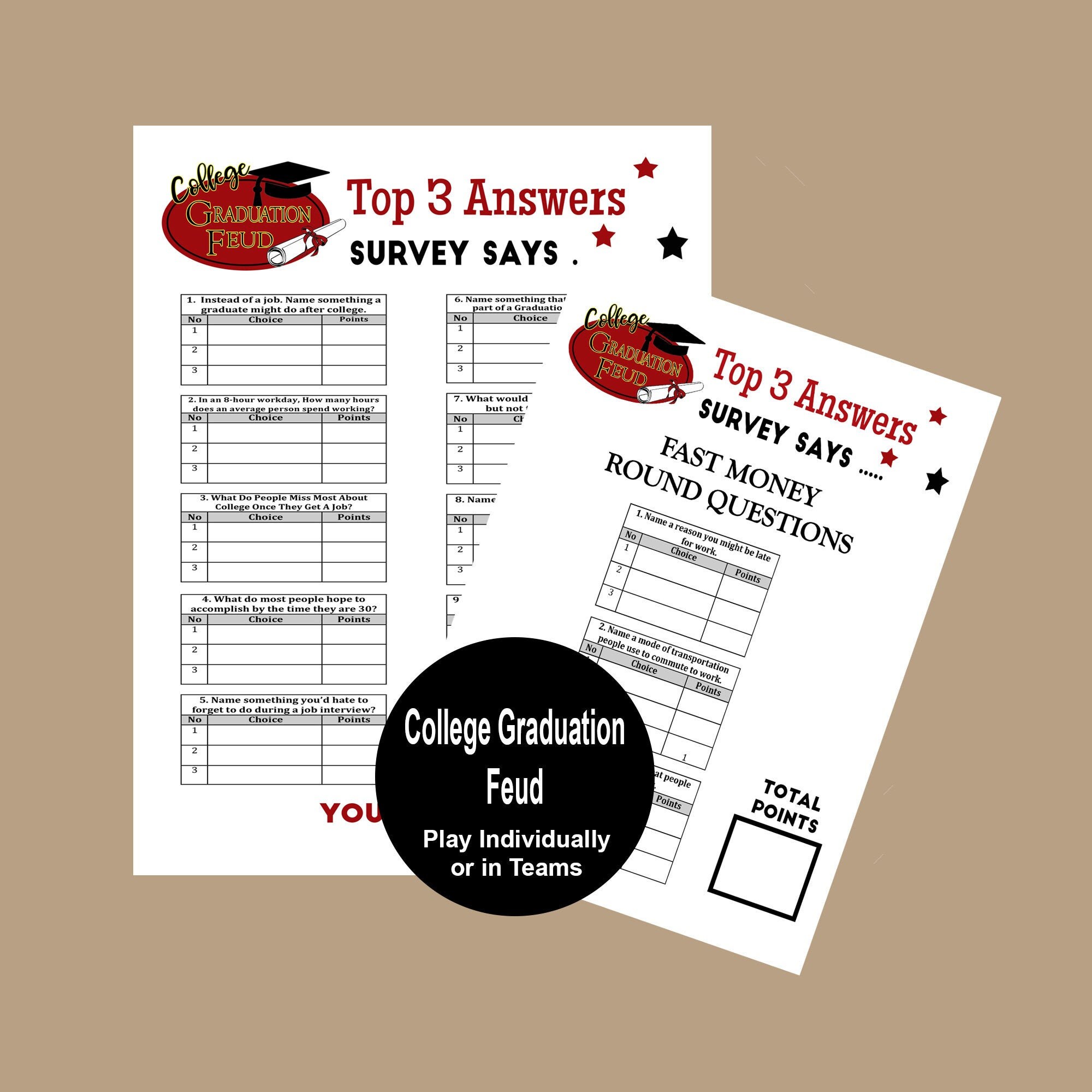 College Graduation Game Graduation Family Feud Game College | Etsy