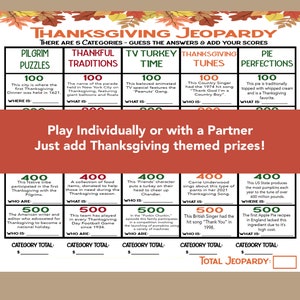 Thanksgiving Jeopardy Game, Thanksgiving Trivia Game, Activities for ...