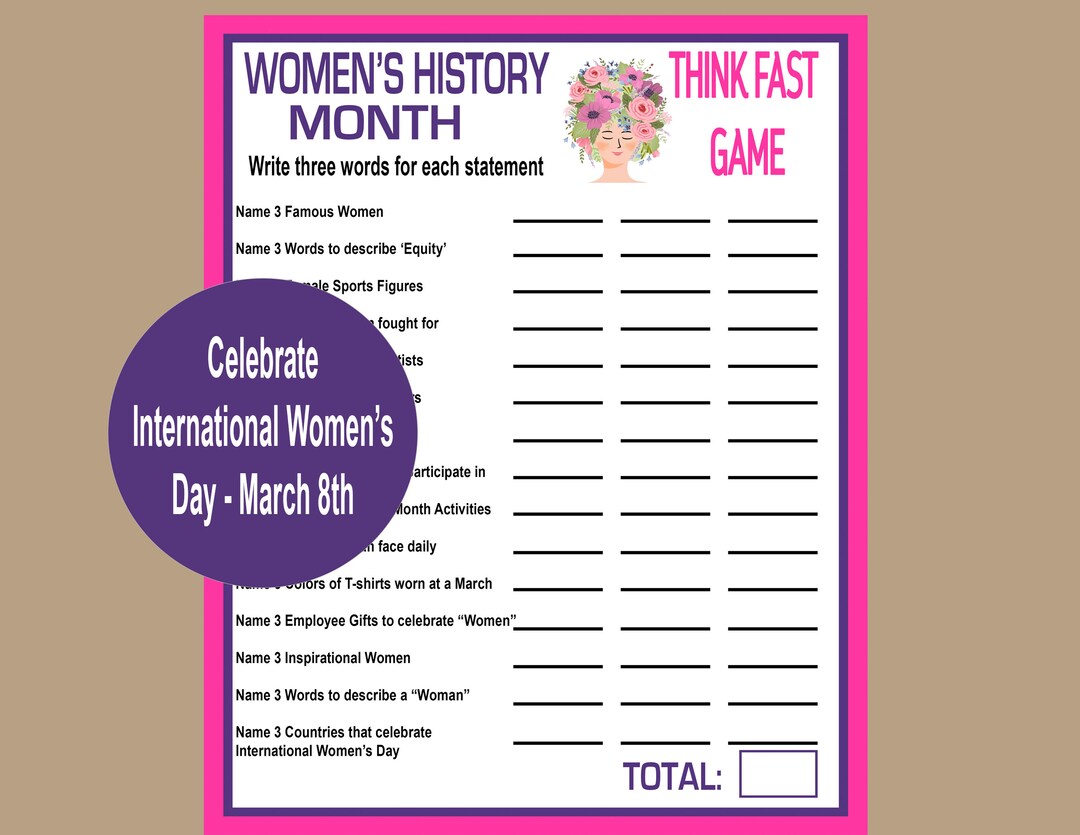 International Women's Day Game, Women's History Month Trivia, March 8th ...