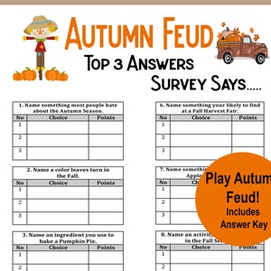 Autumn Family Feud Trivia Game Fall Trivia Game Autumn - Etsy