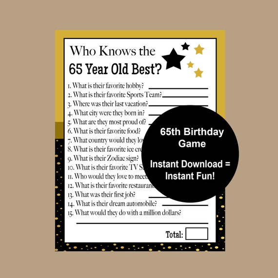 65th Birthday Games 65th Party Games 1957 Trivia Birthday - Etsy