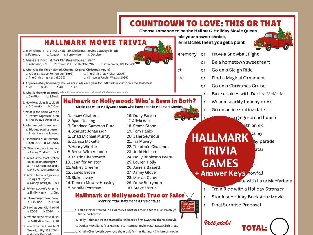 Countdown to Christmas Trivia, Hallmark Holiday Movie Trivia, Fun ...