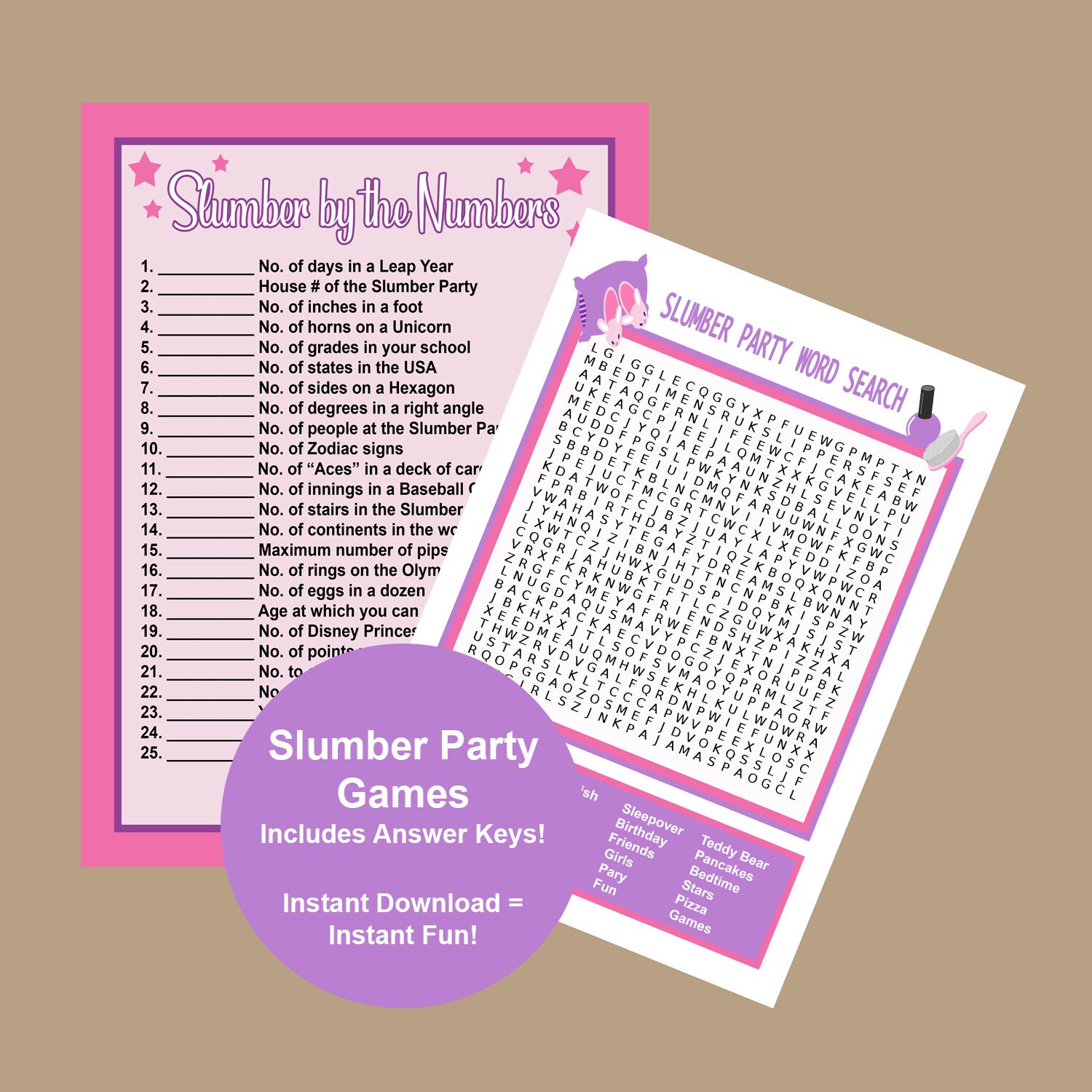 Slumber Party Game Sleepover Party Game Slumber Party Word - Etsy