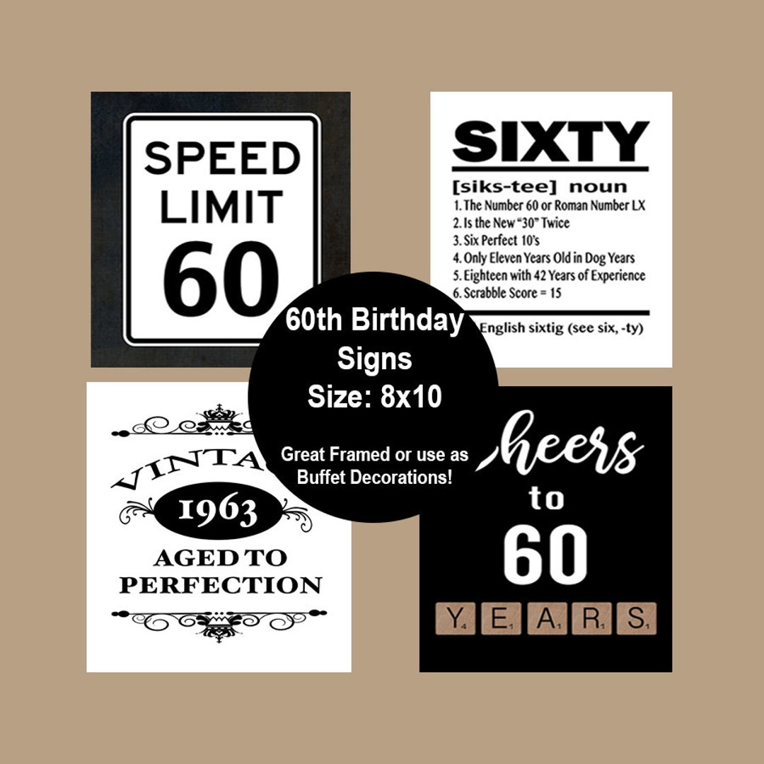 60th Birthday Signs, 60 Birthday Party Decorations, 60th Birthday ...