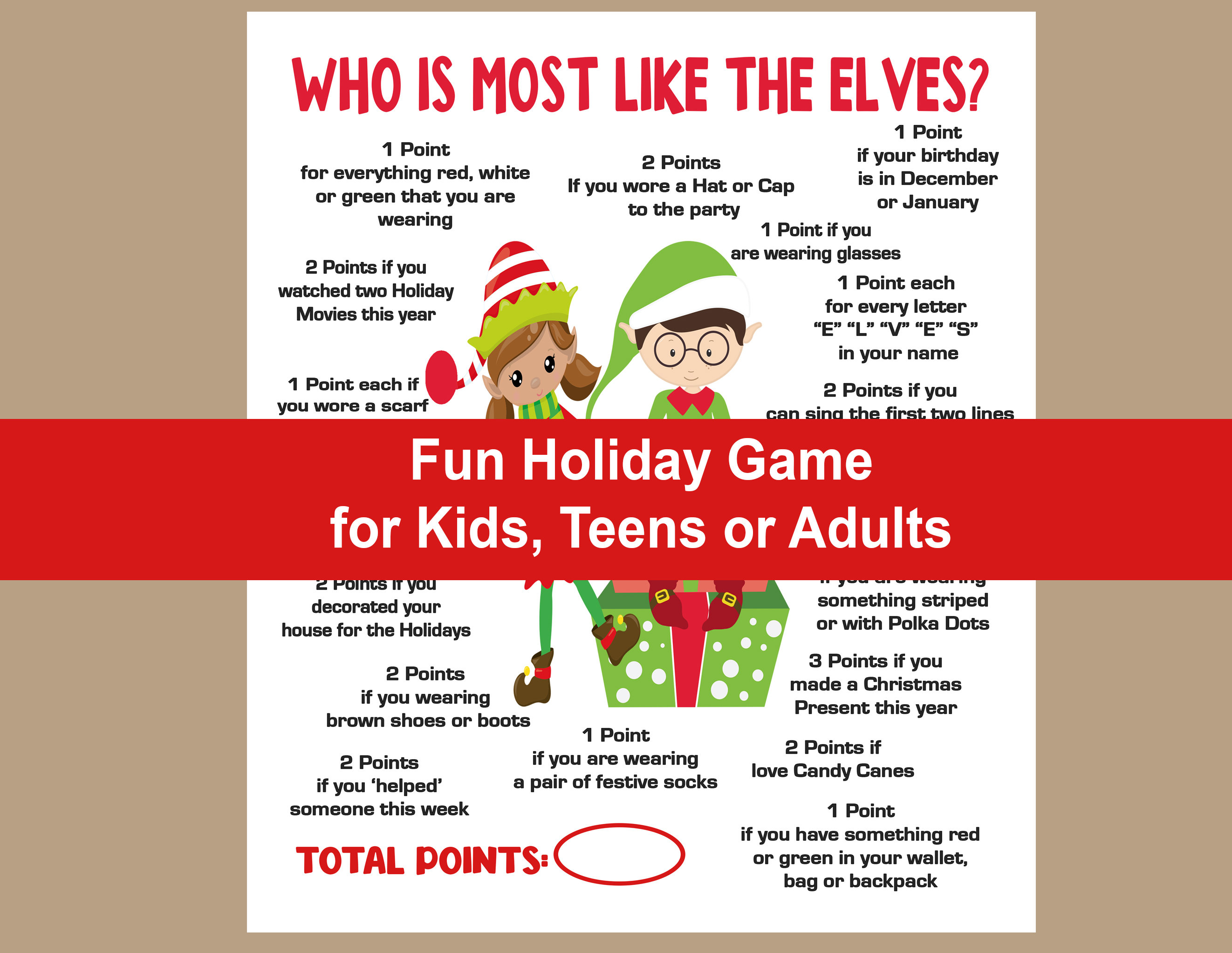 Christmas Game for Kids, Tweens, Teens, Holiday Game, Fun Group Game ...