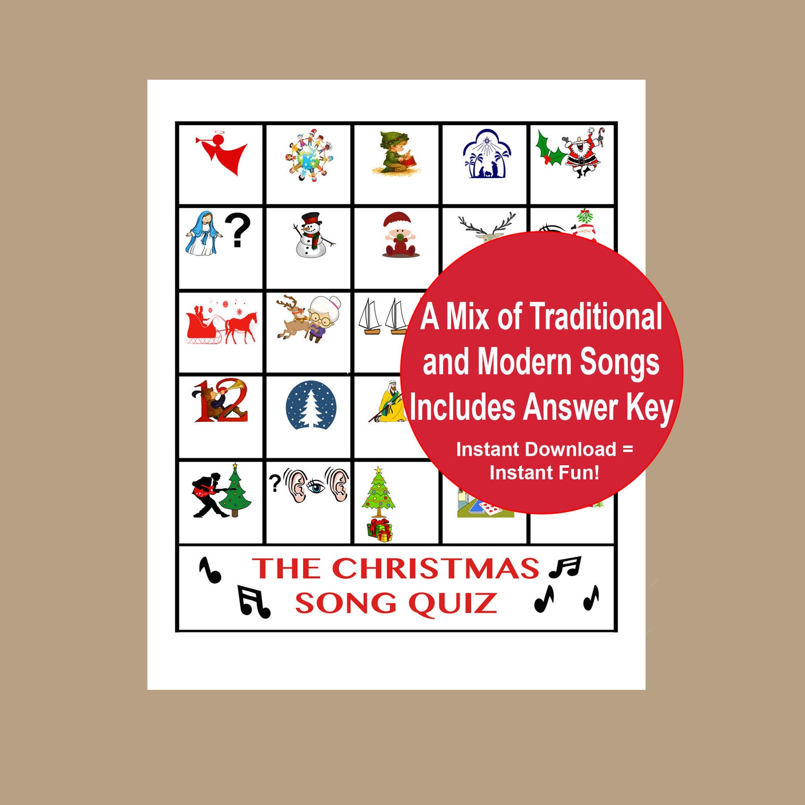 Christmas Song Trivia Game Christmas Day Games Christmas - Etsy